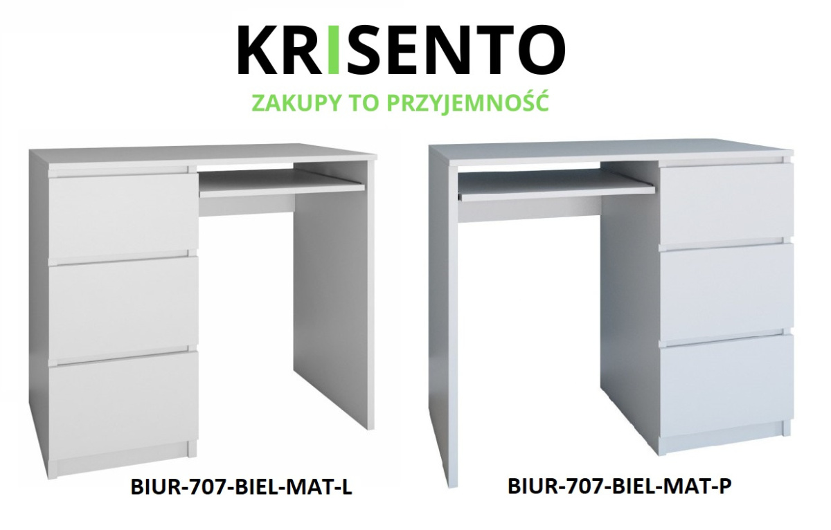 Biurko pod laptopa BIUR-707-BIEL-MAT-L | Krisento
